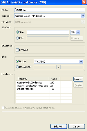 Google Android SDK - Android Virtual Device Manager (AVD)